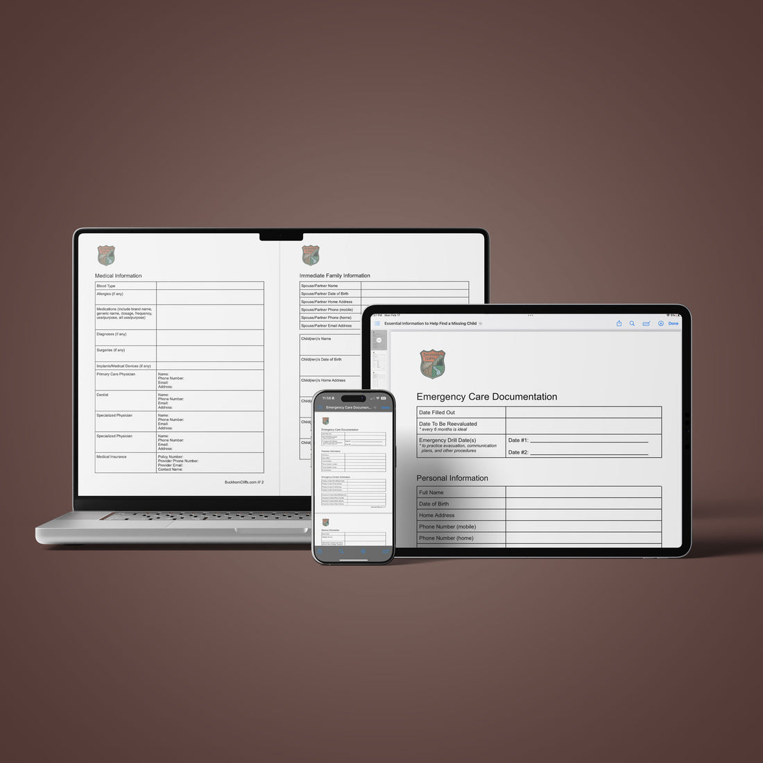 Emergency Care Documentation - Digital PDF Download – Buckhorn Cliffs